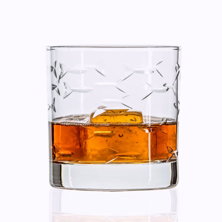 Etched Fish Coastal Barware/Stemware Collection | Nautical Luxuries