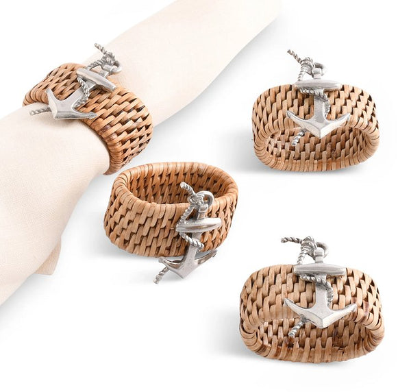 Windjammer Wicker Collection 4-Pc. Napkin Ring Set | Nautical Luxuries