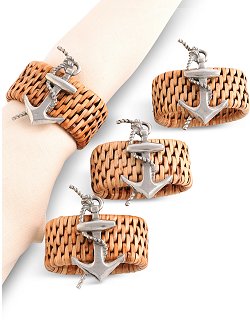 Windjammer Wicker Collection 4-Pc. Napkin Ring Set | Nautical Luxuries