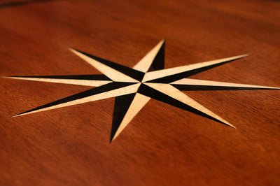 Inlaid Compass Rose Wooden Accent Table | Nautical Luxuries