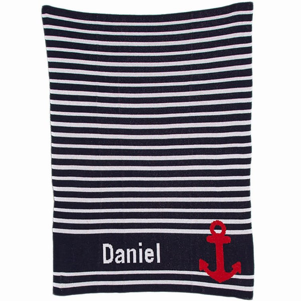 Nautical Stripe Custom Eco-Conscious Baby Throw | Nautical Luxuries
