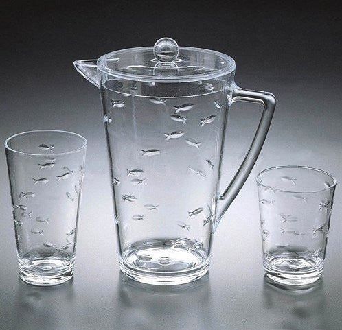 School Of Fish Acrylic Pitcher & Beverage Glass Sets | Nautical Luxuries
