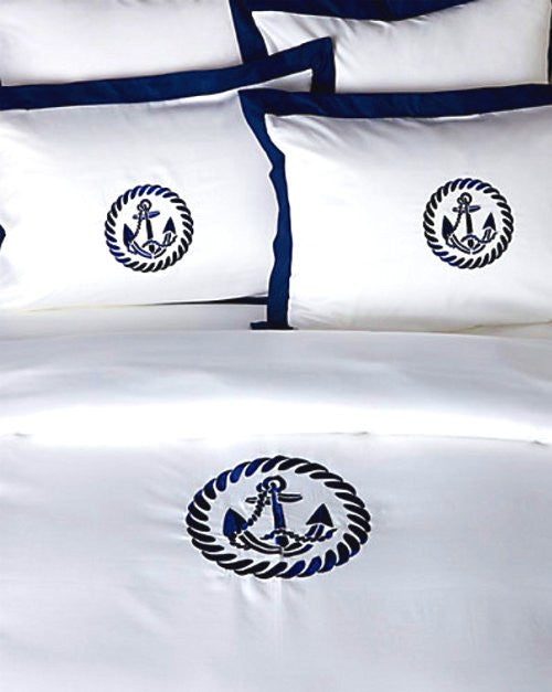 Luxe Nautique Bedding: Embroidered Circle Anchor Bedding | Nautical ...