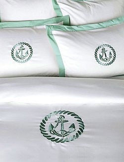 Luxe Nautique Bedding: Embroidered Circle Anchor Bedding | Nautical ...