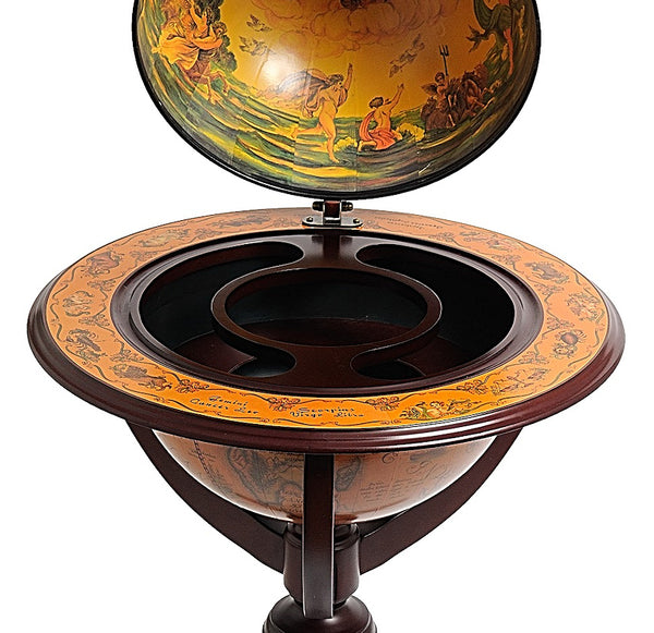 Old World Pedestal Floor-Standing Globe Bar– Nautical Luxuries