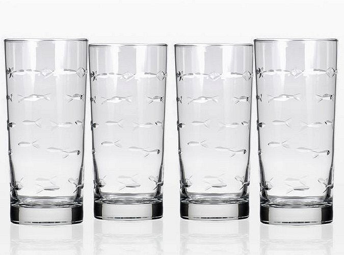 Etched Fish Coastal Barware/Stemware Collection | Nautical Luxuries