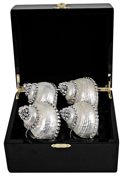 Swarovski Crystal Pearl Turbo Shell Napkin Ring Set | Nautical Luxuries