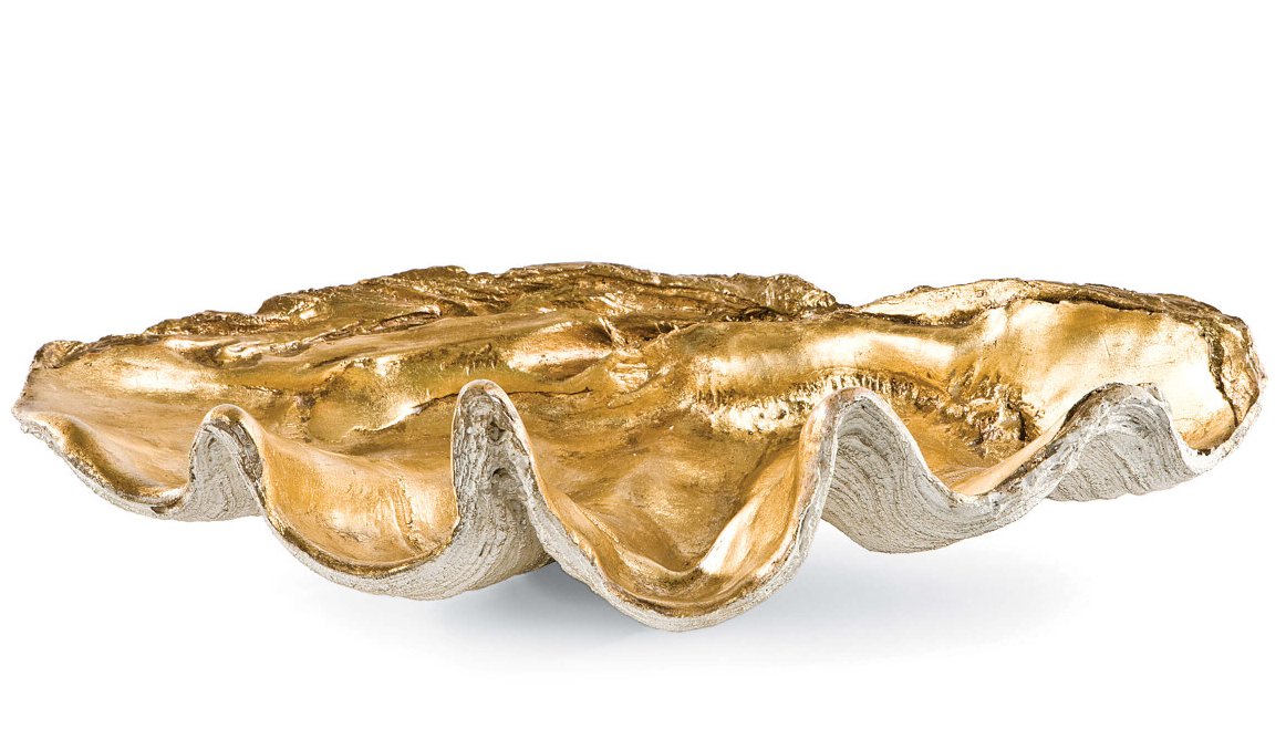 Golden Luxury Clamshell Display Bowl | Nautical Luxuries