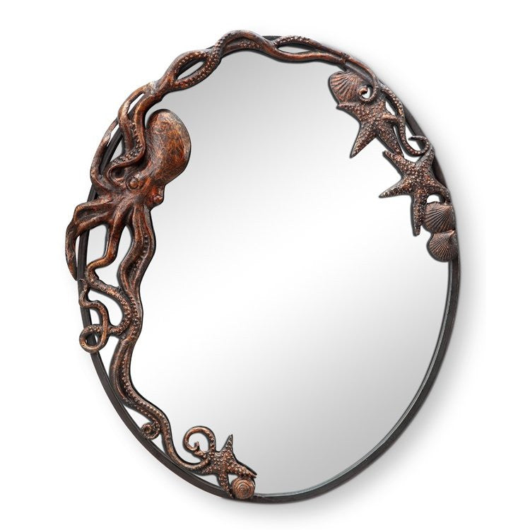 Denizen Of The Deep Coastal Wall Mirror/Oval | Nautical Luxuries
