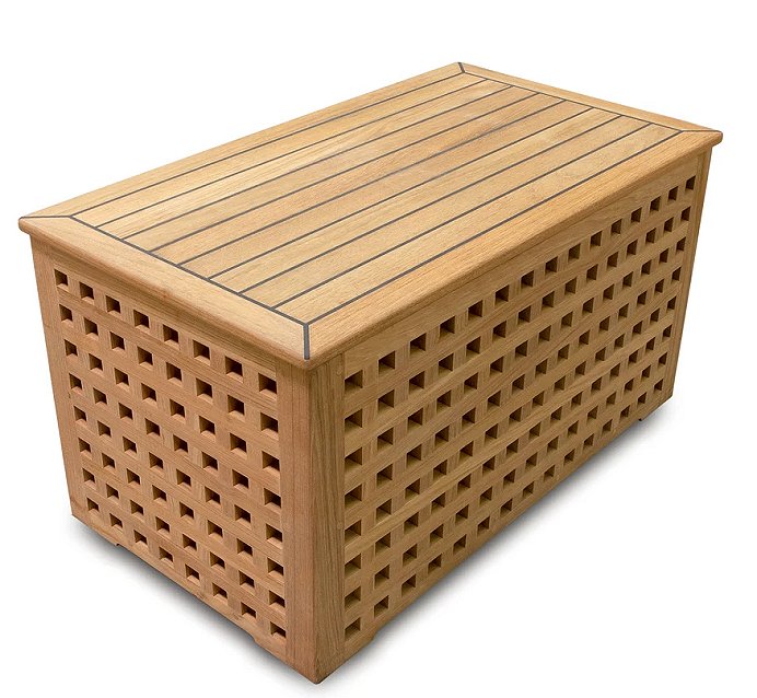 Yachting Teak Collection Crosshatch Storage Box | Nautical Luxuries