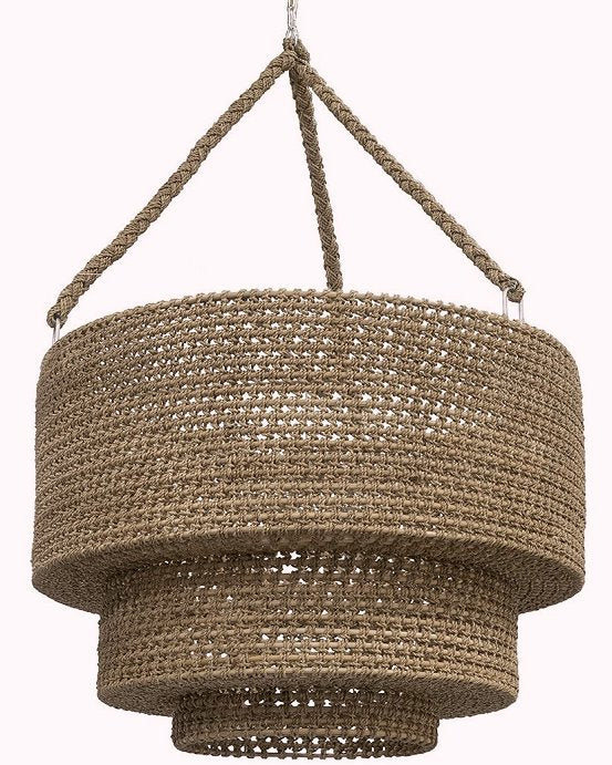 Rope Wrap Triple Drum Pendant | Nautical Luxuries