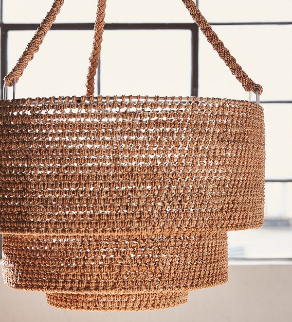 Rope Wrap Triple Drum Pendant | Nautical Luxuries